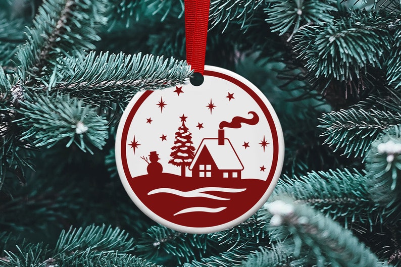 Round Christmas Scene Bundle Round Santa With Sleigh Round - Etsy