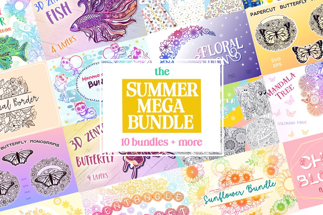 Summer Mega SVG Bundle – Sunflower, Fish, Butterfly (digital Download ...