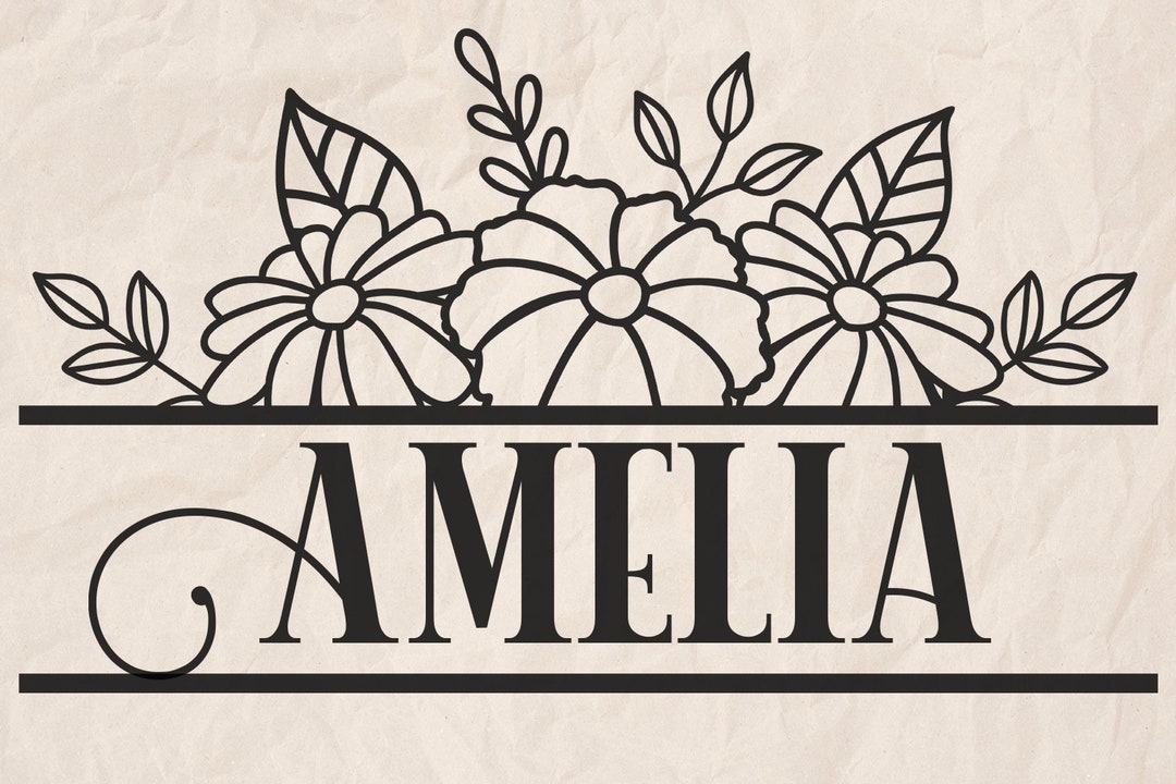 Floral Split Monogram SVG With Daisies and Leaves, Wildflowers and ...