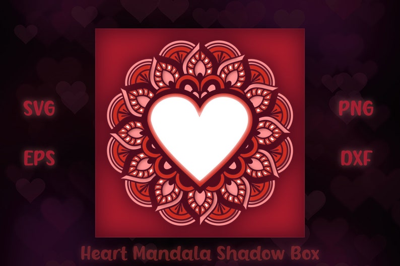 3D Heart Mandala Shadow Box, Layered Paper Cut Template (SVG) - Etsy