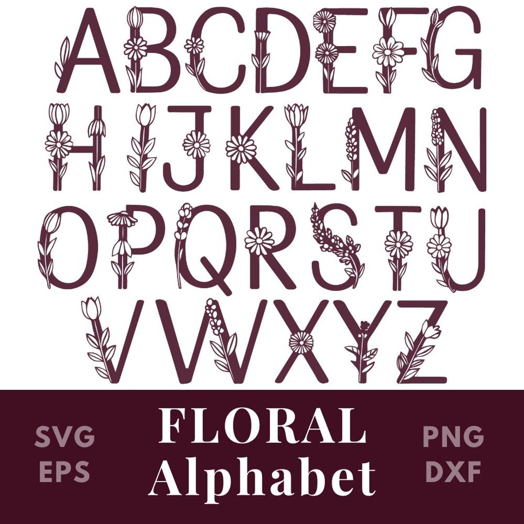 Floral Alphabet SVG, Botanical Letters Clipart (digital Download) - Etsy