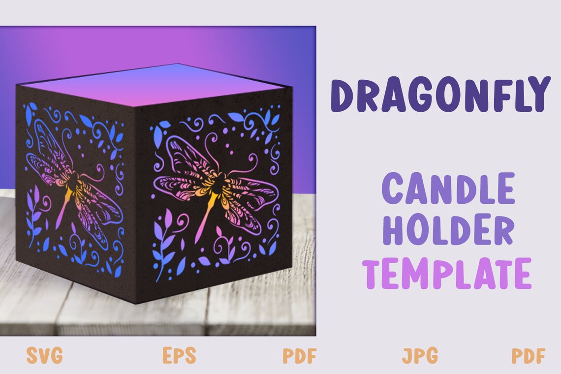 Dragonfly Tealight Box SVG Dragonfly Papercut SVG Dragonfly - Etsy