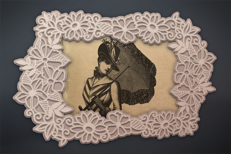 Laser Cut Floral Photo Frame SVG: Layered Papercut Design (digital ...