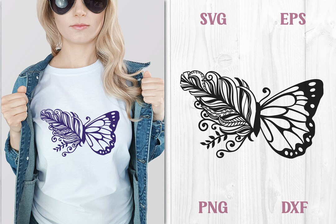Feather Butterfly SVG: Mystical Zentangle Design (digital Download) - Etsy