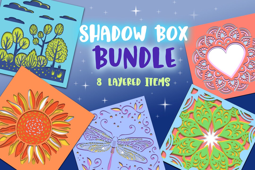 Shadow Box SVG Bundle, Light Box SVG Bundle, Papercut Shadow Box, Multi ...