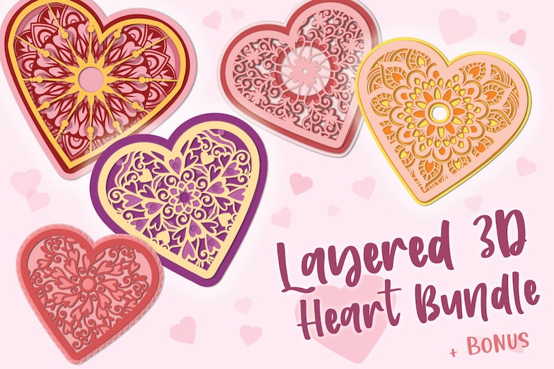 Layered Hearts Bundle Bonus SVG Laser Cut Hearts SVG - Etsy