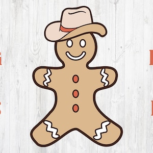 Gingerbread Man SVG, Cowboy Hat SVG, Vintage Christmas, Christmas SVG ...