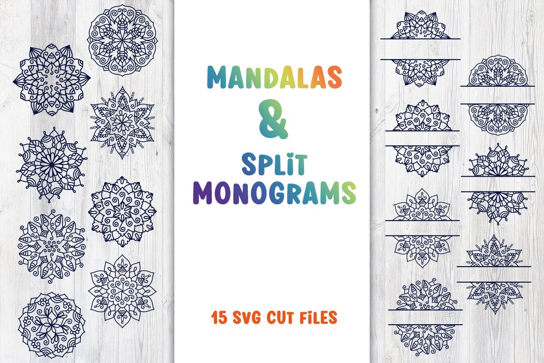 Mandala and Split Monograms Bundle, Monogram SVG Bundle, Mandala Monogram SVG, Mandala Decal Svg ...