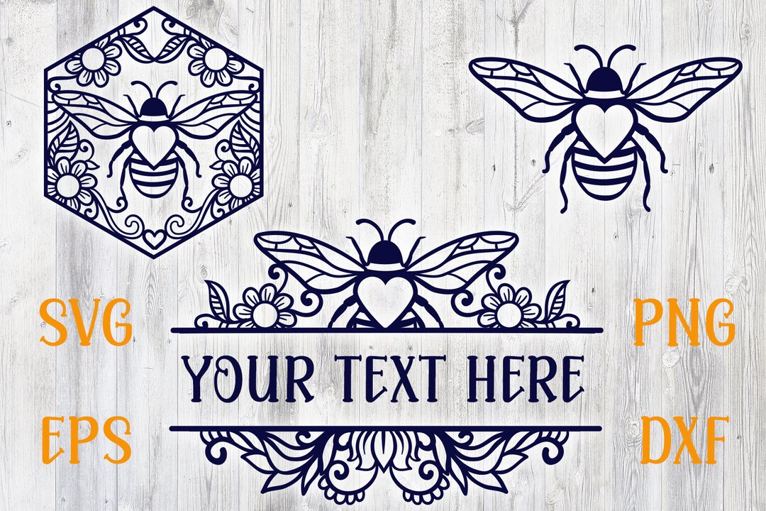 Heart Bee SVG Monograms, Floral Bee Monogram, Floral Monogram, Papercut ...