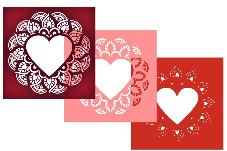 3D Heart Mandala Shadow Box, Layered Paper Cut Template (SVG) - Etsy