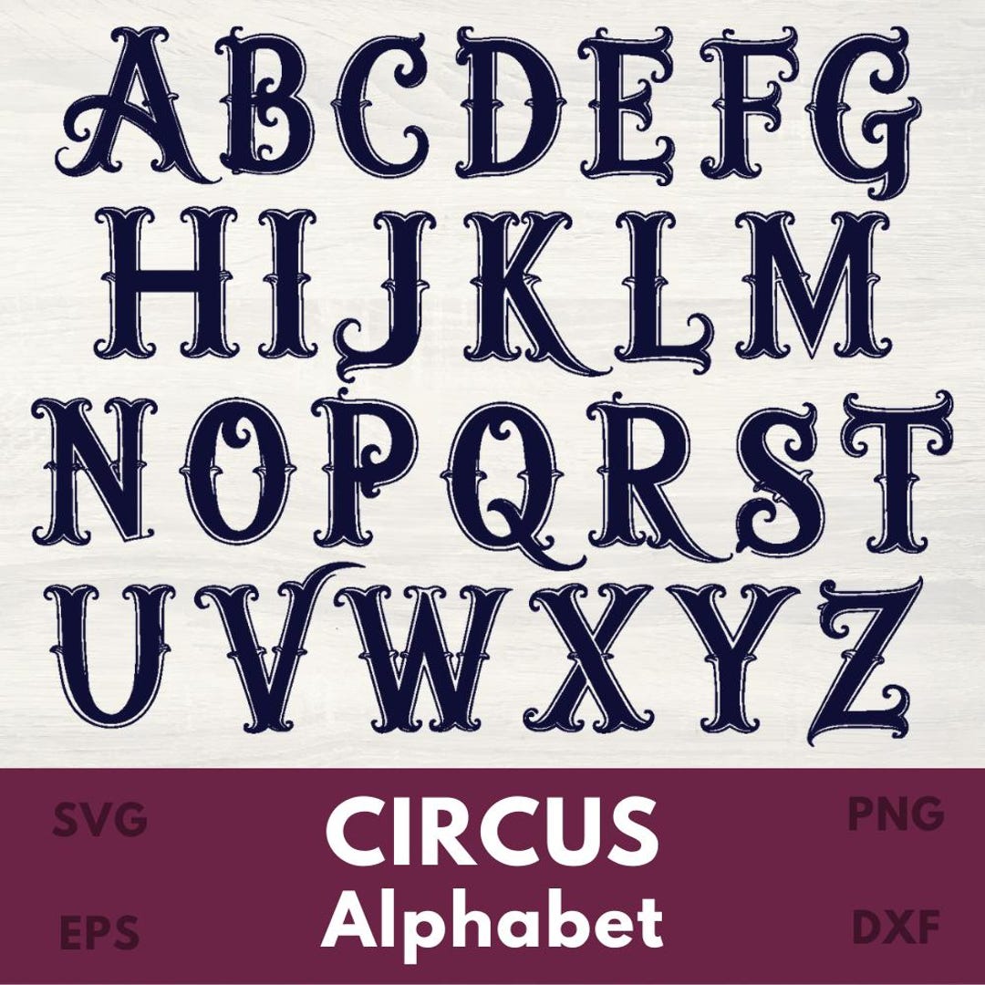 Circus Alphabet SVG, Carnival Alphabet Font PNG, Elegant Fishtail ...