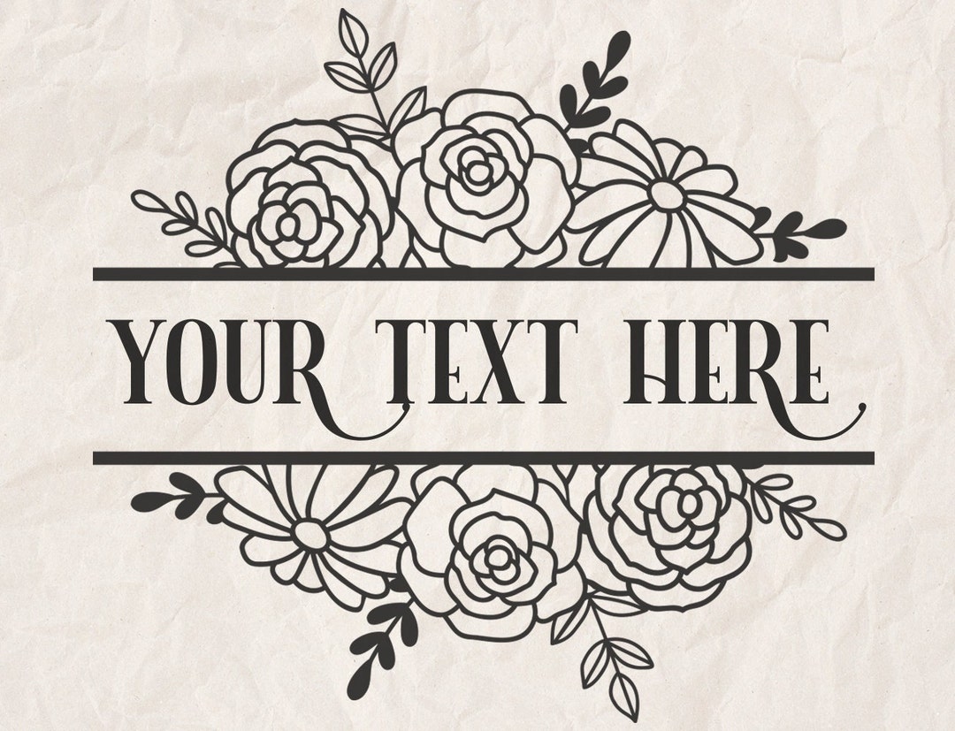 Floral Split Monogram SVG With Roses Daisies and Leaves, Wildflowers ...