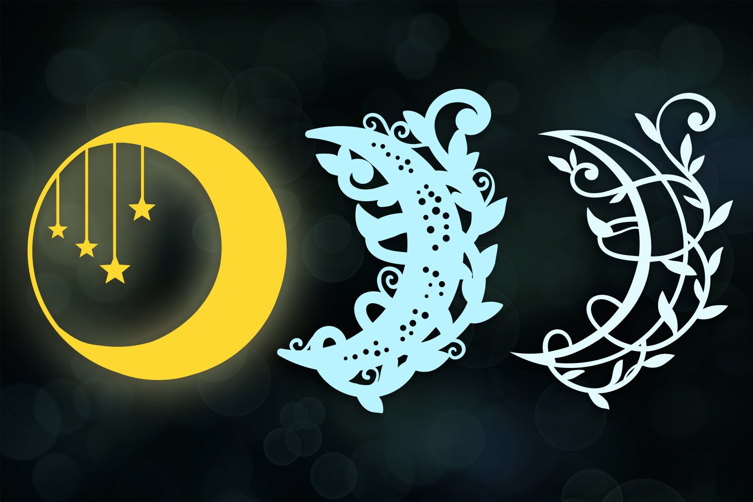 3D Floral Moon SVG Multi Layer Moon Layered Moon SVG Paper - Etsy