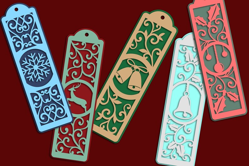 Layered Christmas Bookmarks SVG Bundle, 3D Papercut (digital Download ...