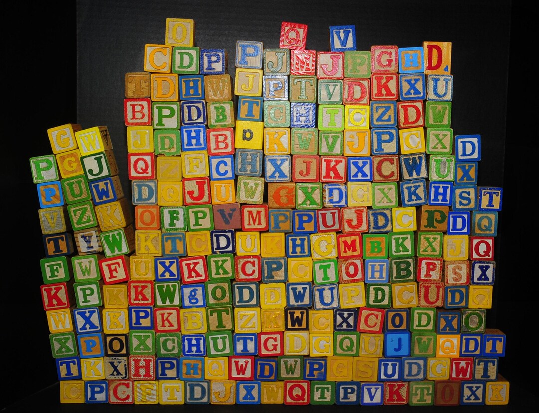 Vintage Wood Alphabet Letter Blocks / HUGE Lot of 220 Over 7 1/2 Lbs ...
