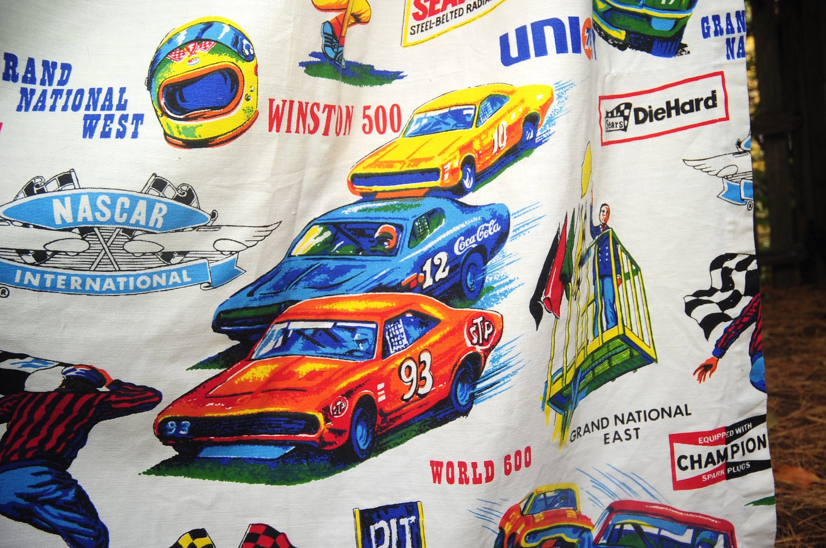 Vintage 60s 70s Sears Perma Prest NASCAR Drape PANEL 42x62 - Etsy