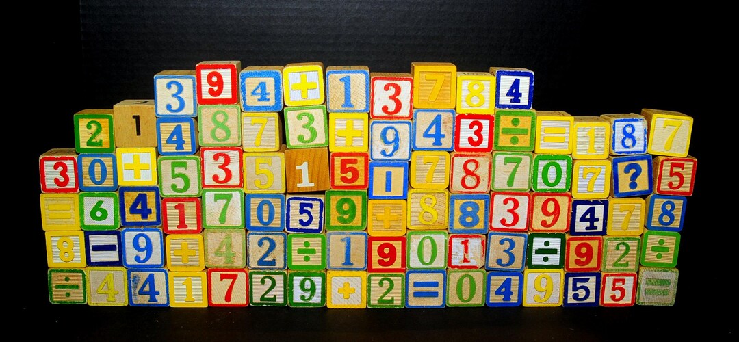 VTG Wooden Number & Symbol Block LOT OF 88 / Size 1" and 1 1/4" / Math ...