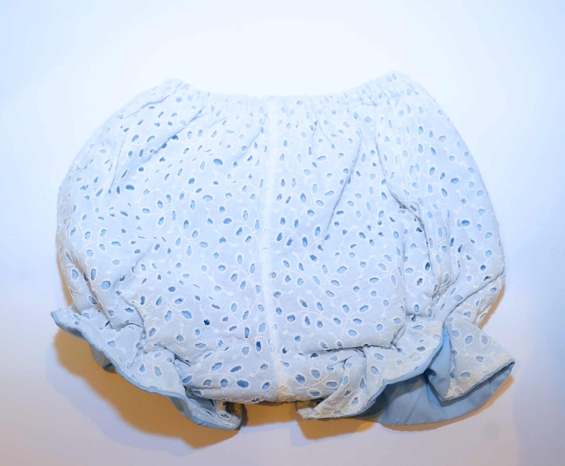Vintage Baby Toddler White Eyelet Diaper Cover / Blue Cotton Lined ...