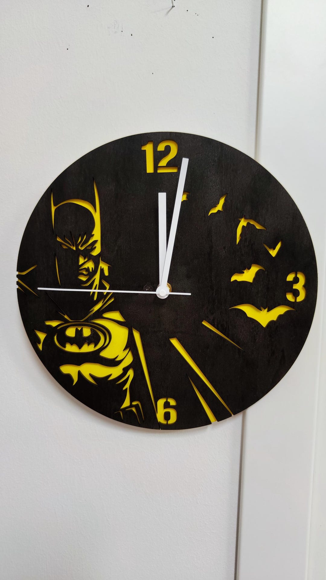 Batman Clock in Plywood, Hand Painted Wall Clock - Etsy
