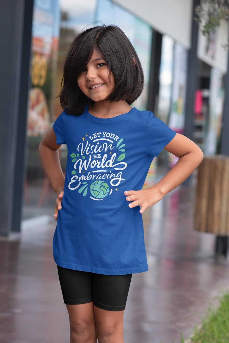Child Let Your Vision Be World Embracing Tee - Kids Oneness Baha'i ...