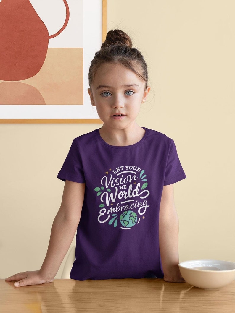Child Let Your Vision Be World Embracing Tee - Kids Oneness Baha'i ...