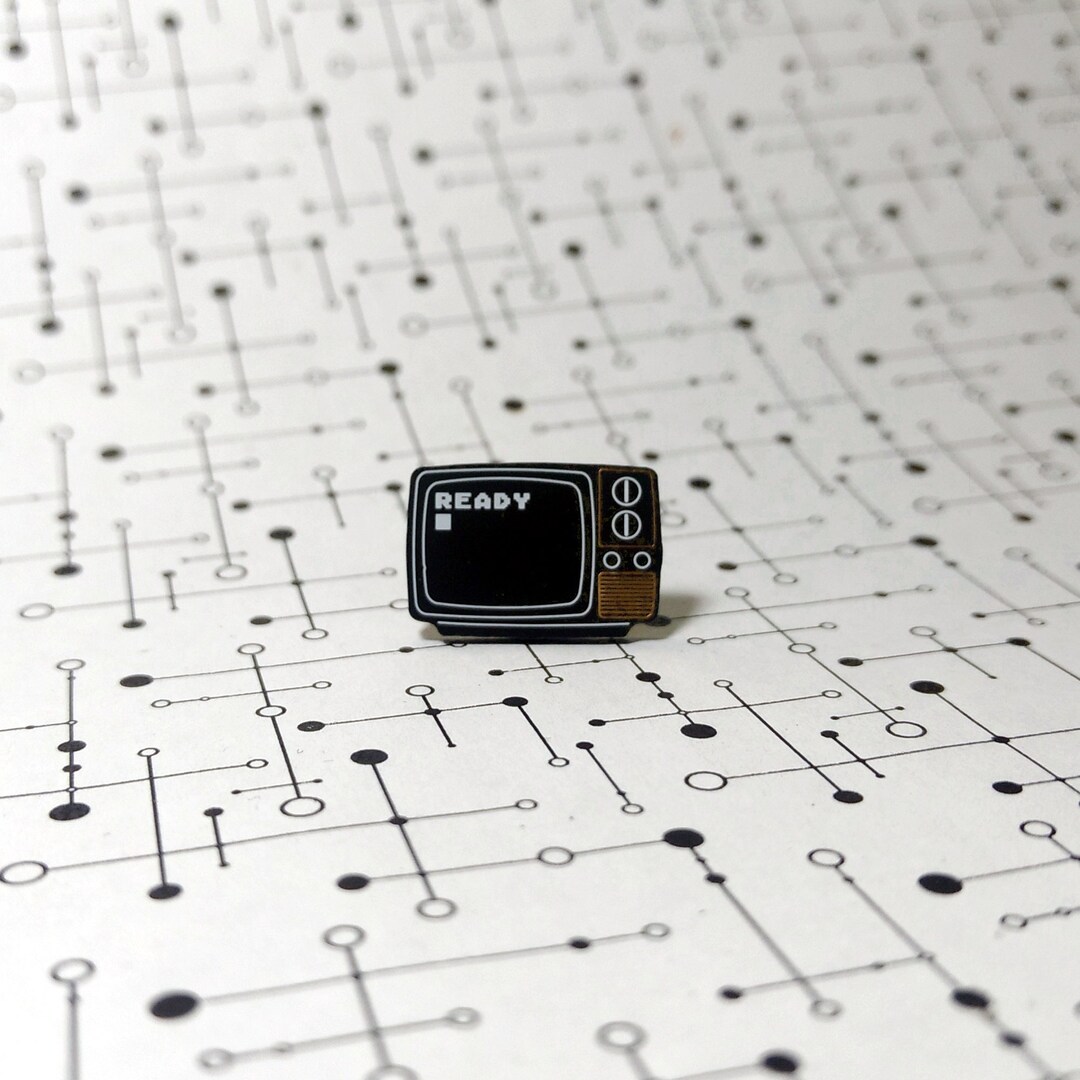 BASIC Programming Ready Prompt PCB Lapel Pin on Vintage 80's Style TV ...