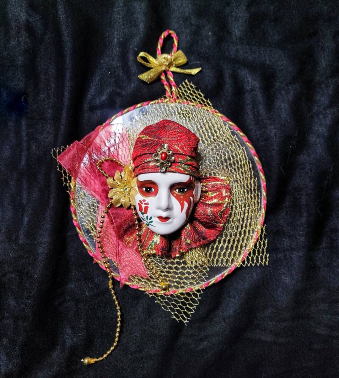 Beautiful Vintage Collectable Clown Mirror. Lovely Red and Gold ...