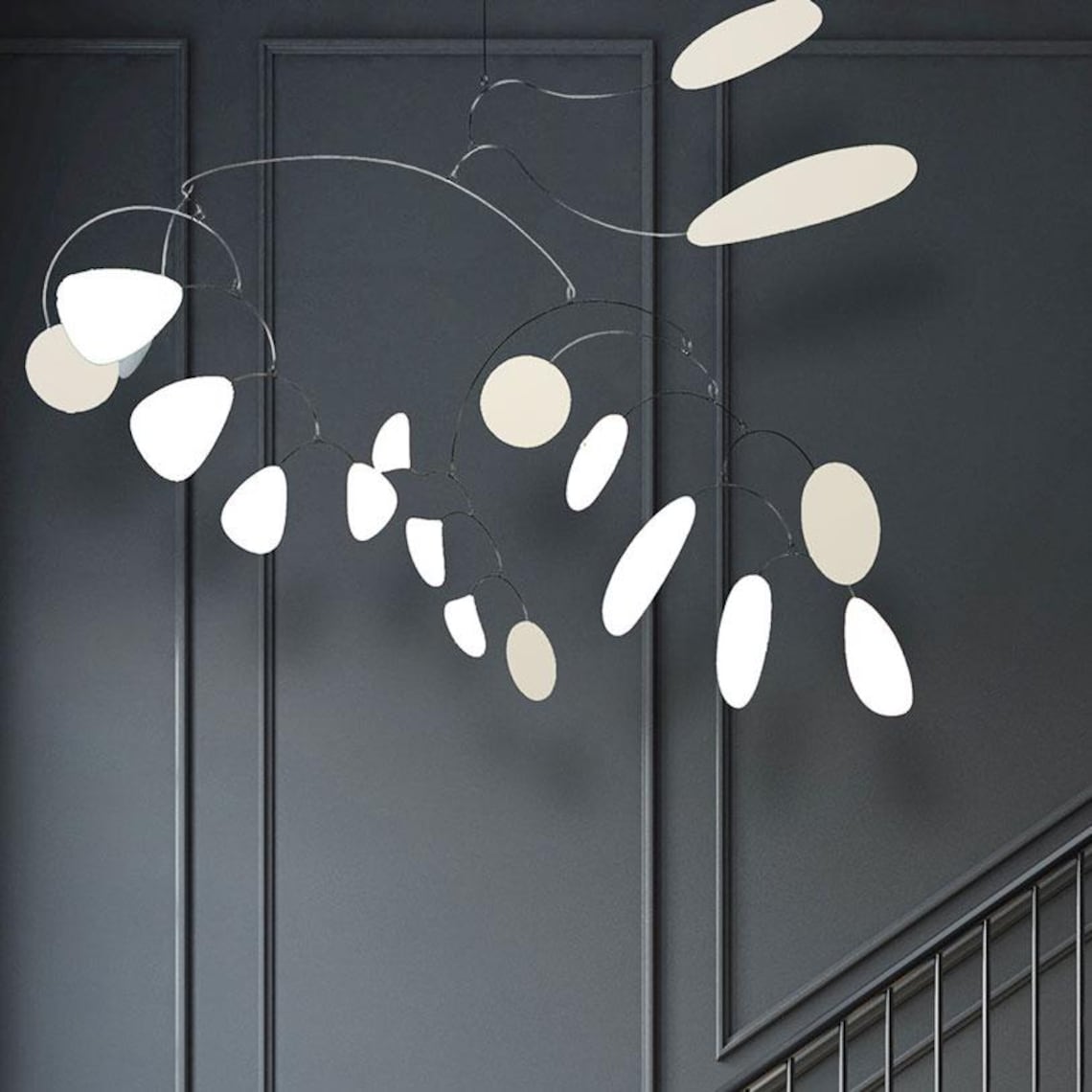 Extra Large Modern Mobile: Geometric Steel Art - White & Cream - Etsy