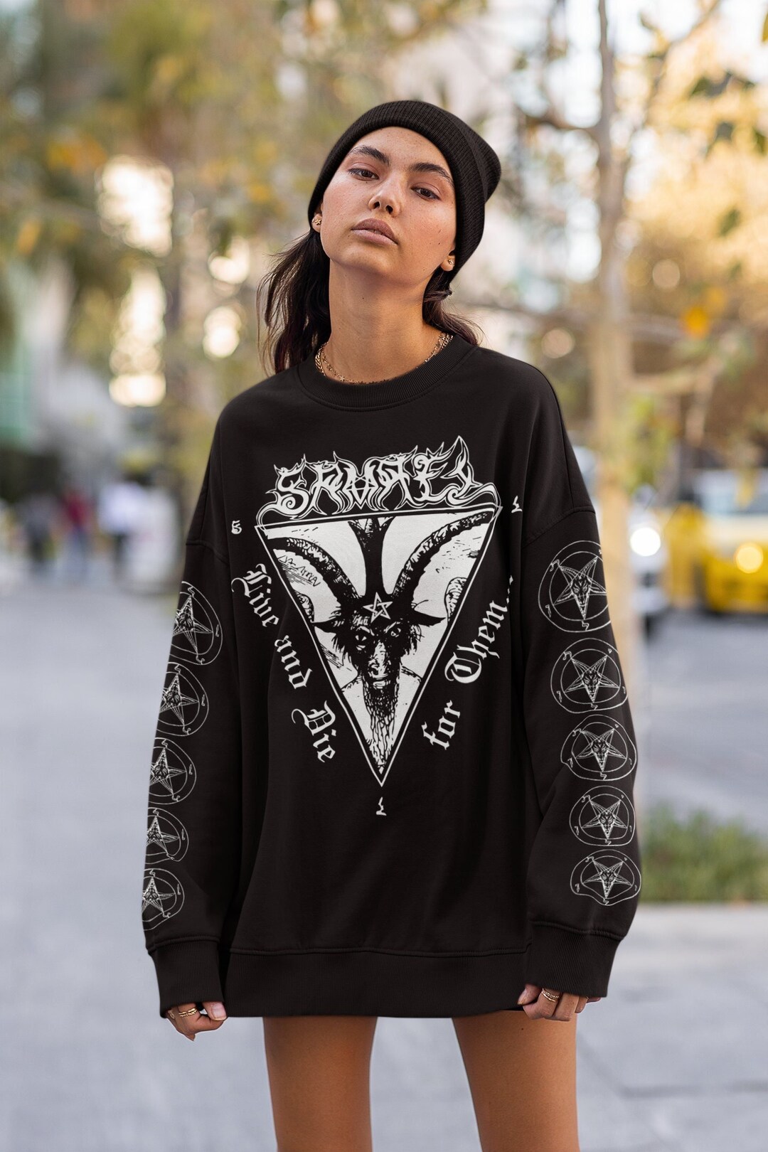 Baphomet Sweatshirt With Pentagram Satanic Satan Witchcraft Witch ...