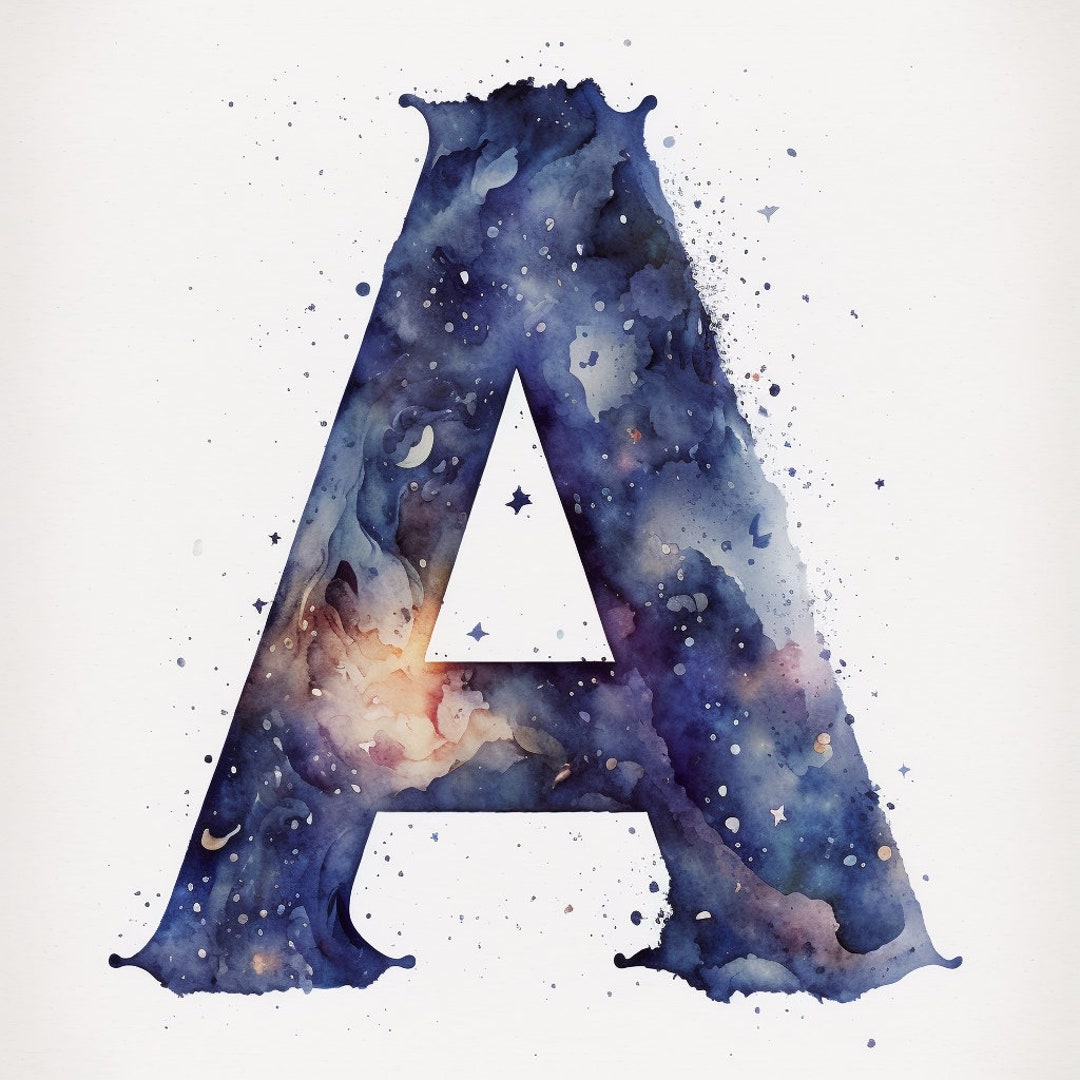 Personalized Letter A Celestial Nursery Art Print - Starry Night Prints ...