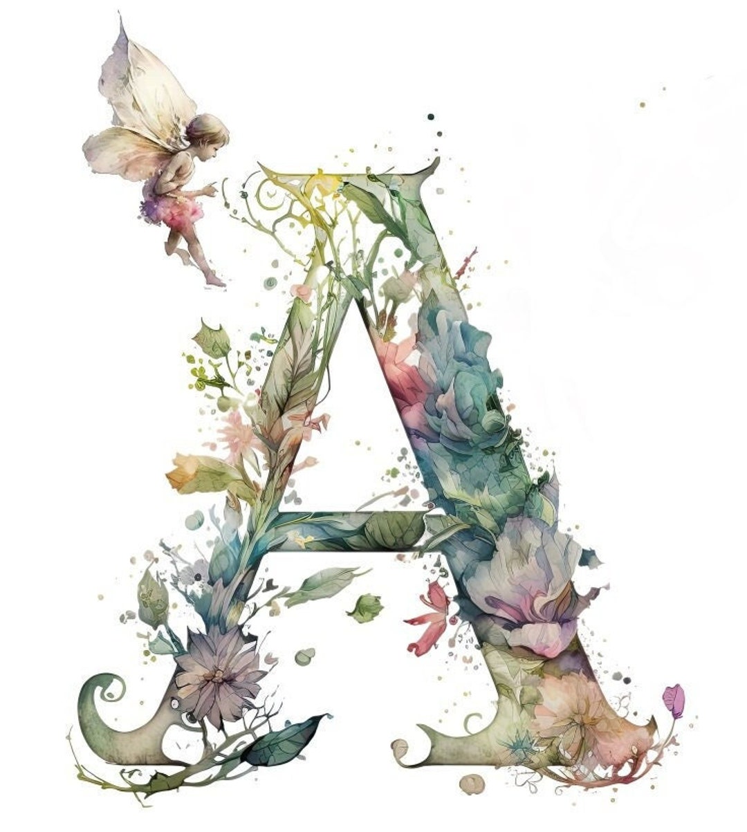 Personalized Letter A Fairies Nursery Art Print - Boho Fairy Prints for ...