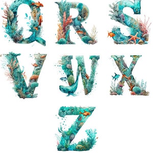 Personalized Letter A Aquatic Sea Nautical Art Gift Custom Wall Decor ...