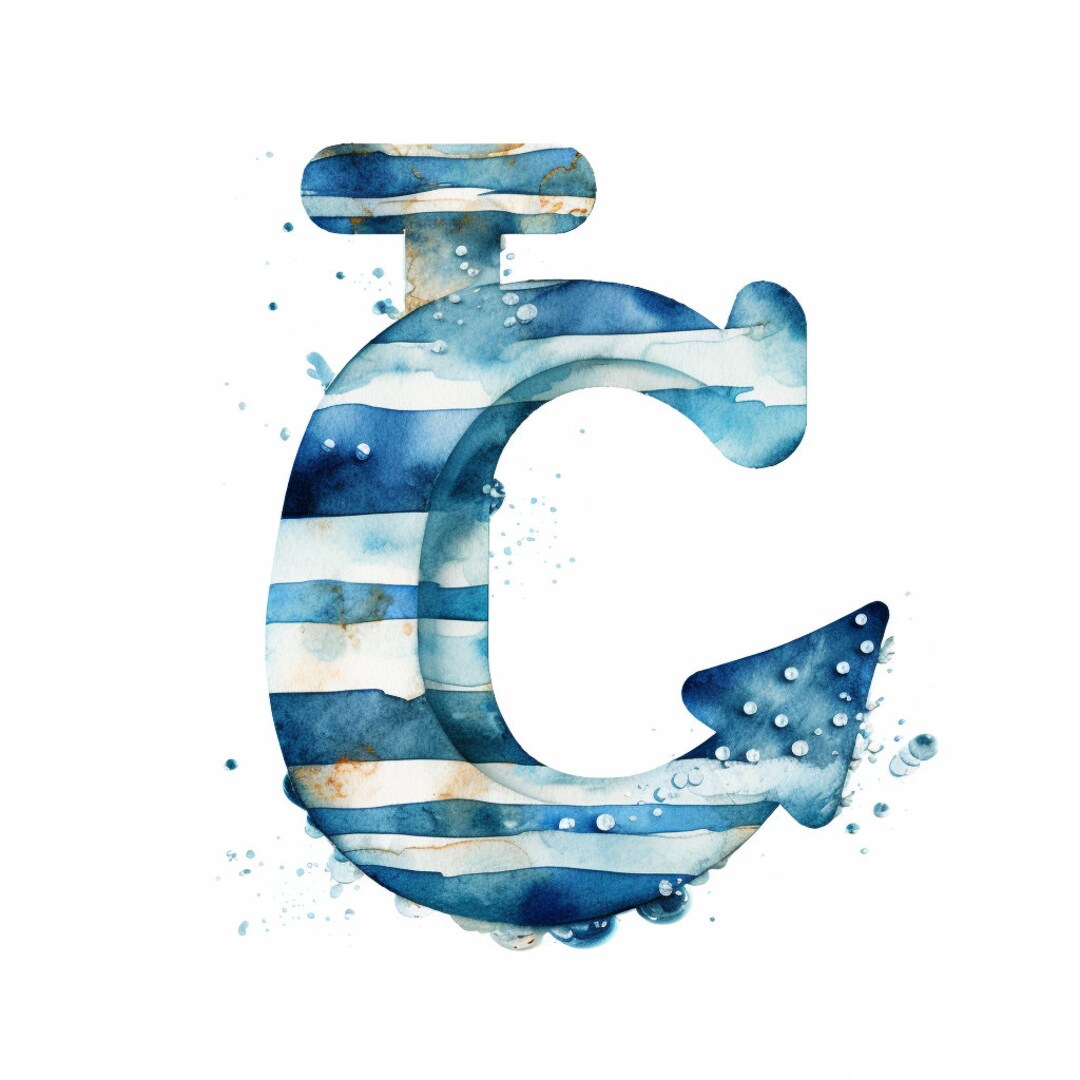 Personalized Letter C Print Nautical Blue Coastal Sea Art Gift Custom ...
