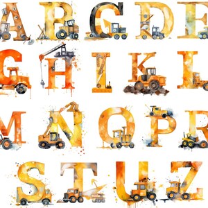 Custom Letter D Print Construction Tractor Nursery Alphabet Art Gift ...