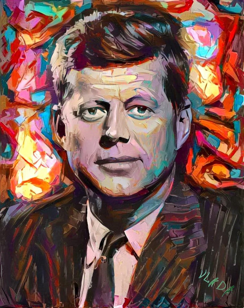 John F Kennedy Portrait Art Print Original Artwork Giclée - Etsy
