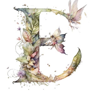 Personalized Letter E Fairies Nursery Art Print - Boho Fairy Prints for ...