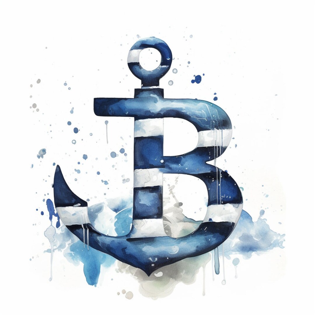 Personalized Letter B Print Nautical Coastal Sea Art Gift Custom Wall ...