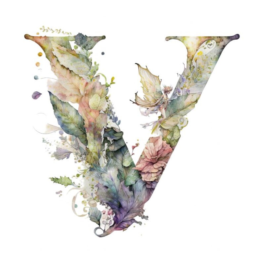 Personalized Letter V Fantasy Art Print - Mystical Artwork Fairy Prints ...