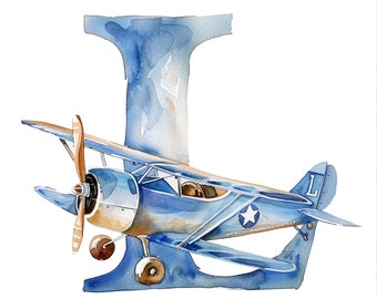 Custom Letter A Print Airplane Aviation Nursery Alphabet Art Gift ...