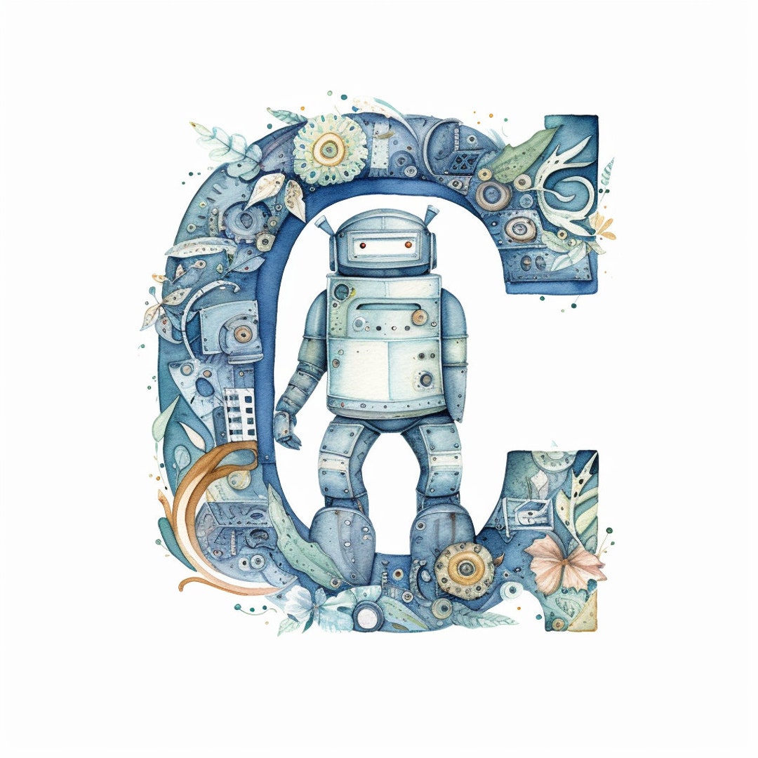Personalized Letter C Print Robot Droid Alphabet Art Gift - Etsy