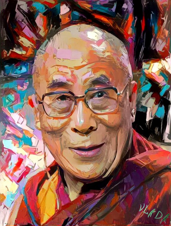 14th Dalai Lama Portrait Art Print. Original Artwork Giclée - Etsy