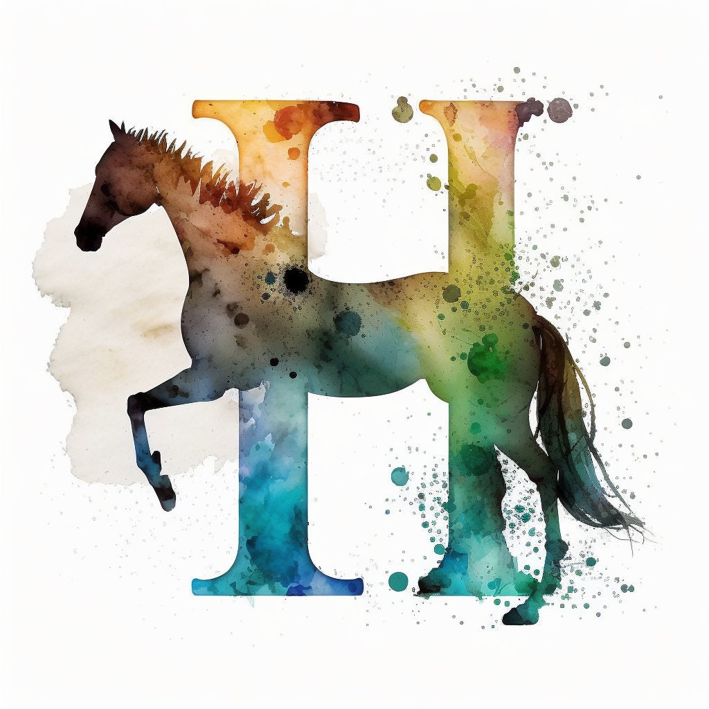 Custom Children's Alphabet Letter H With a Horse Art Print - Etsy
