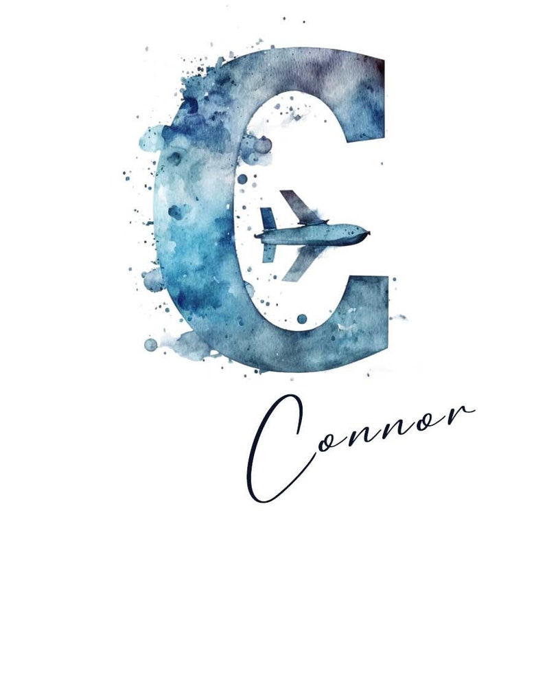 Custom Letter C Print Airplane Aviation Nursery Alphabet Art - Etsy