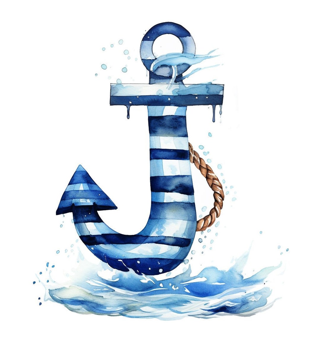 Personalized Letter J Print Nautical Coastal Sea Art Gift Custom Wall ...