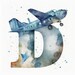Custom Letter D Print Airplane Aviation Nursery Alphabet Art Gift ...