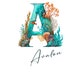 Personalized Letter A Aquatic Sea Nautical Art Gift Custom Wall Decor ...