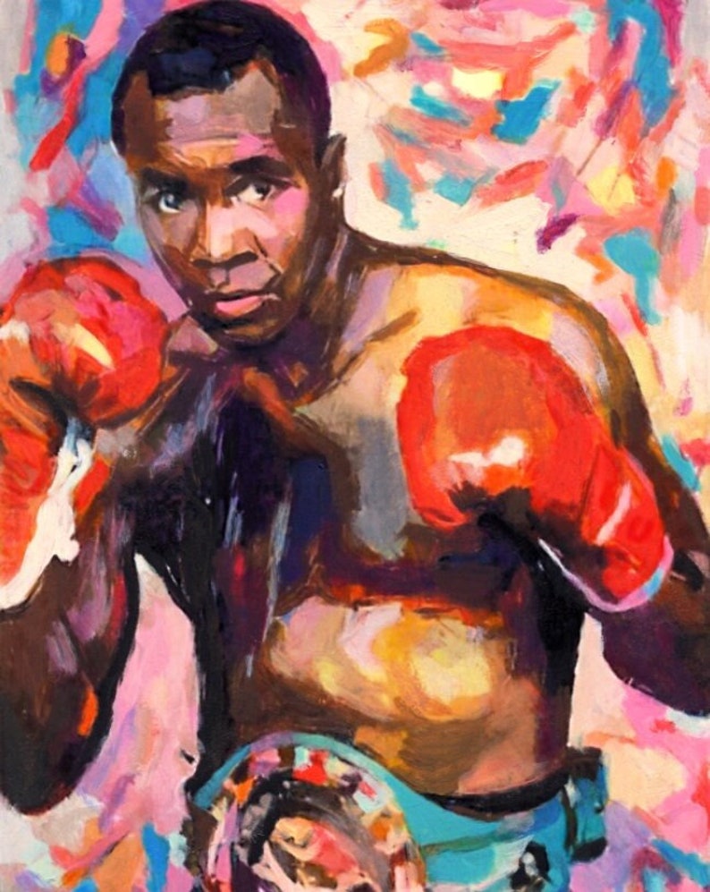 Sugar Ray Leonard Portrait Art Print. Original Artwork - Etsy