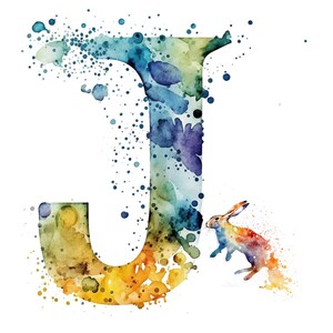 Custom Children's Alphabet Letter J With a Rabbit Art Print - Animal ...