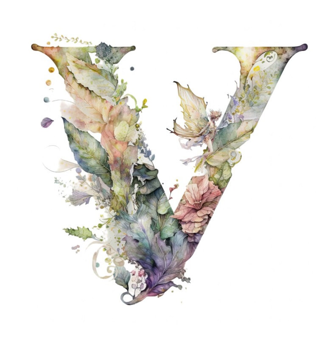 Personalized Letter V Fantasy Art Print Mystical Artwork Fairy Prints ...