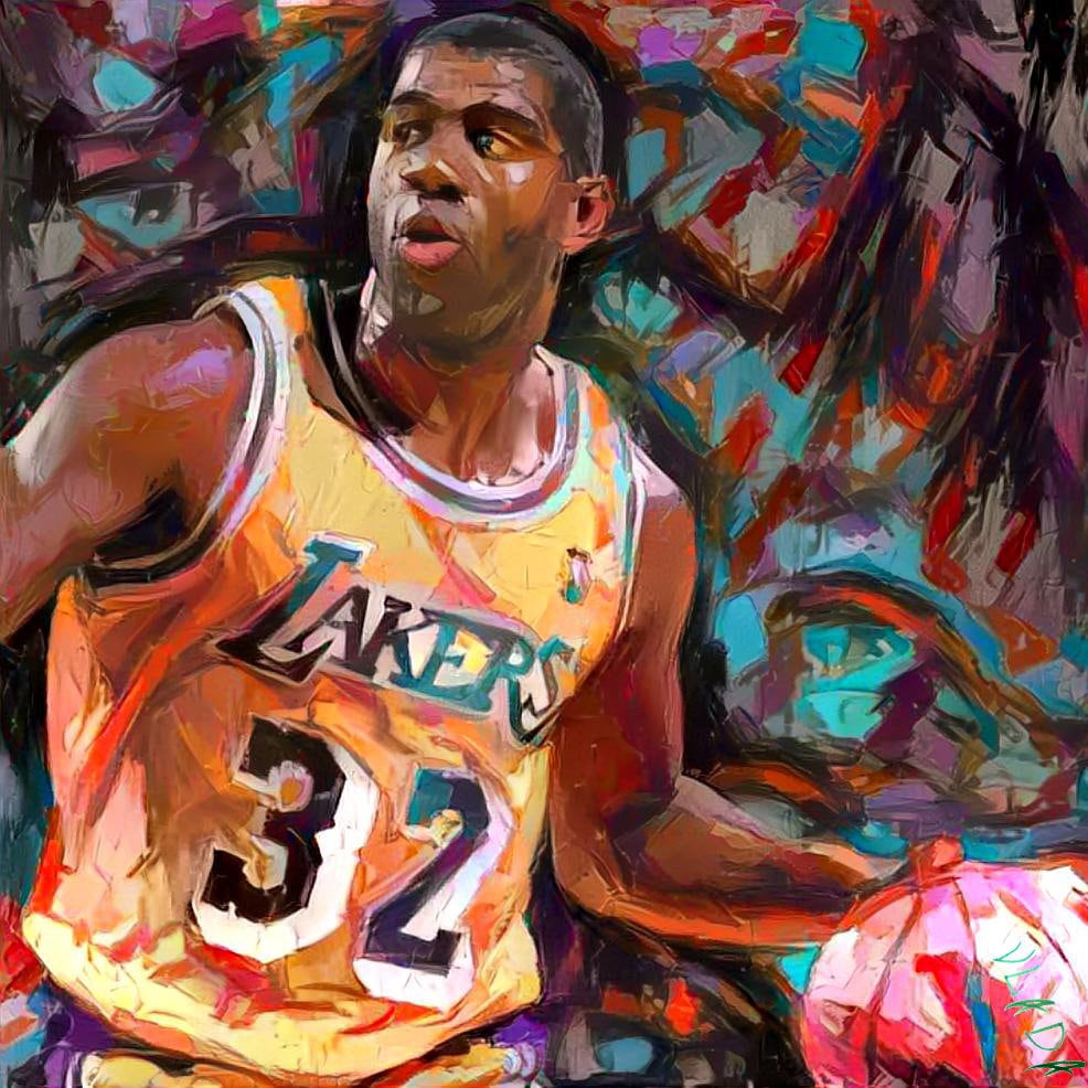 Magic Johnson portrait canvas acrylic painting. hand | Etsy